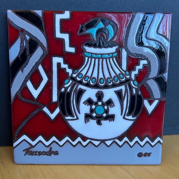 Handmade | Accents | Artist Cleo Teissedre Hand Painted Ceramic Tile ...